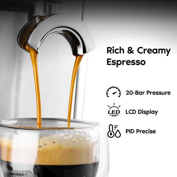 Casabrews All-in-One Espresso Machine with Grinder and Digital LCD Dis ...