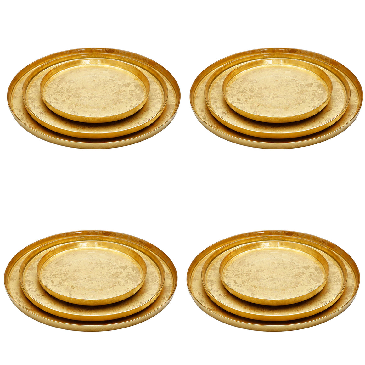 Sabavi Home | Set of 4 Gold Glitter Dinners Plate with Raised Rim ...
