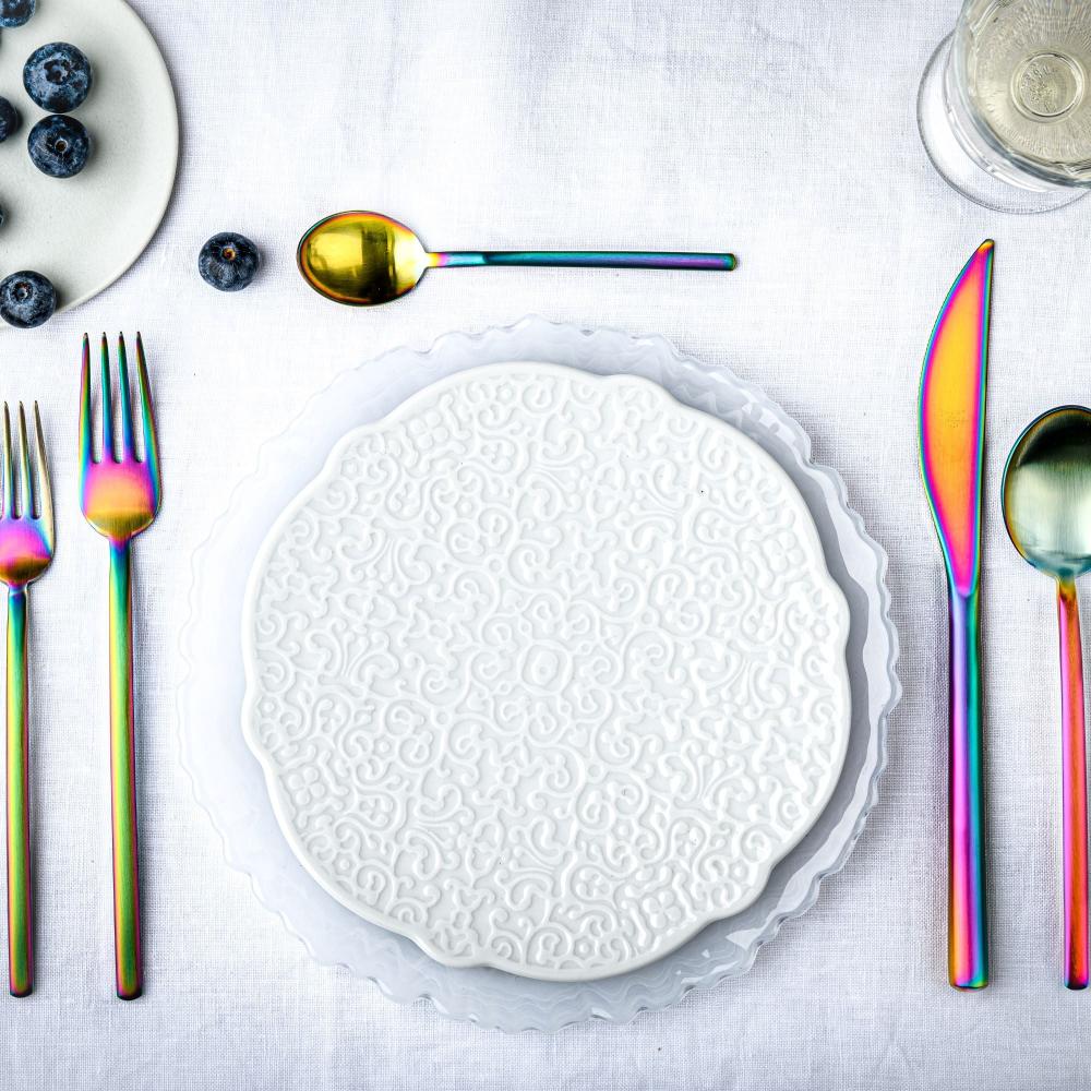 Mepra Due Brushed Iridescent 20-Piece Flatware Set – Sabavi® Home